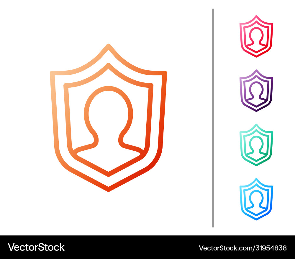 Red line life insurance with shield icon isolated Vector Image