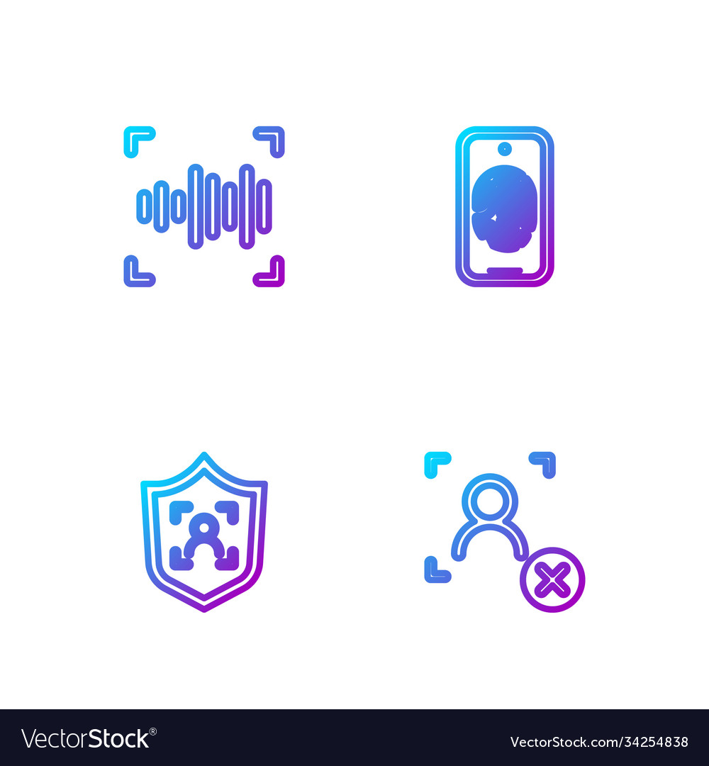 Set Line Rejection Face Recognition Shield Voice Vector Image