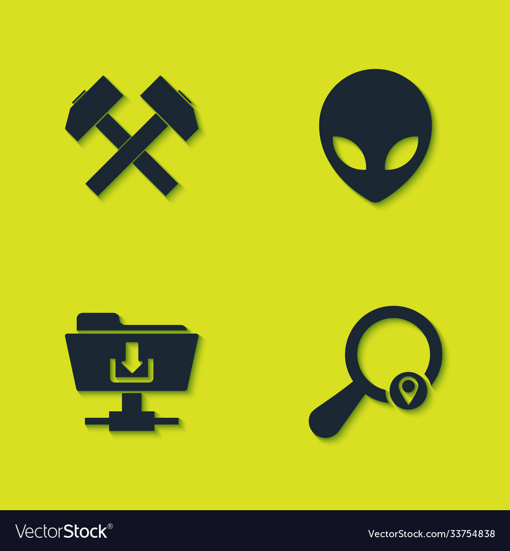 Set two crossed hammers search location ftp Vector Image Set two crossed hammers search location ftp Vector Image