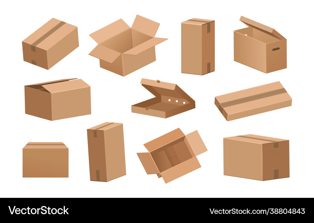 Cardboard box cartoon 3d delivery packages Vector Image