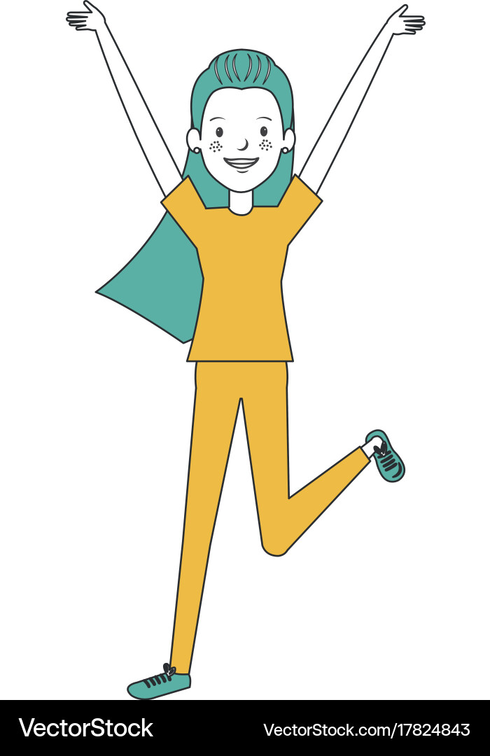 Cheerful jumping woman avatar Royalty Free Vector Image