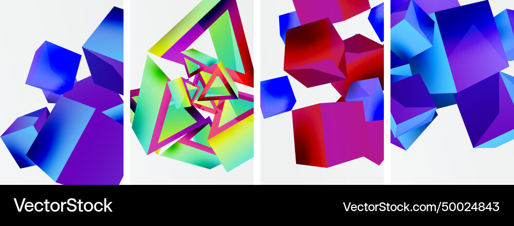 Composition of 3d cubes and other geometric Vector Image