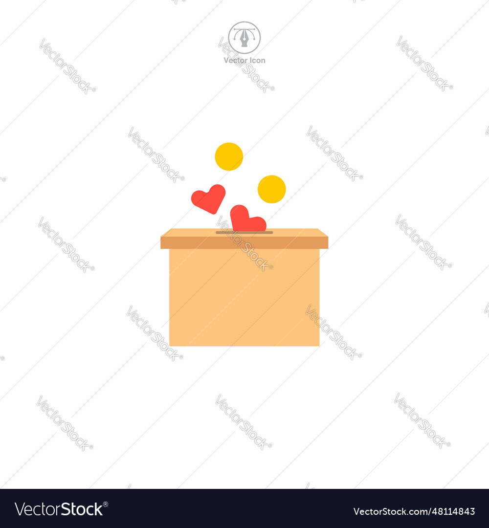Donation box icon symbol isolated on white Vector Image Donation box icon symbol isolated on white Vector Image