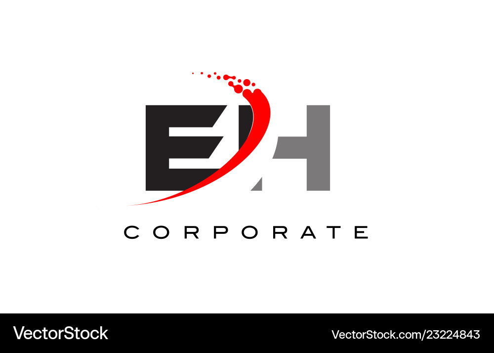 Eh modern letter logo design with swoosh Vector Image