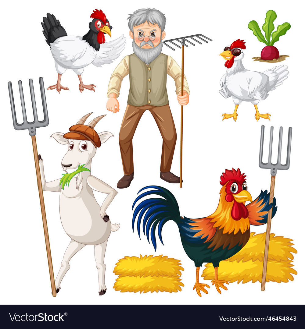 Farm objects and elements set Royalty Free Vector Image