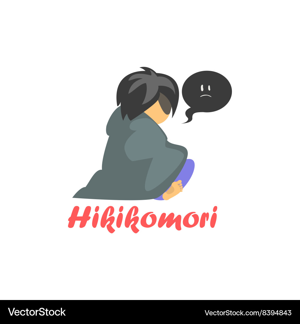Hikimori cartoon style icon Royalty Free Vector Image