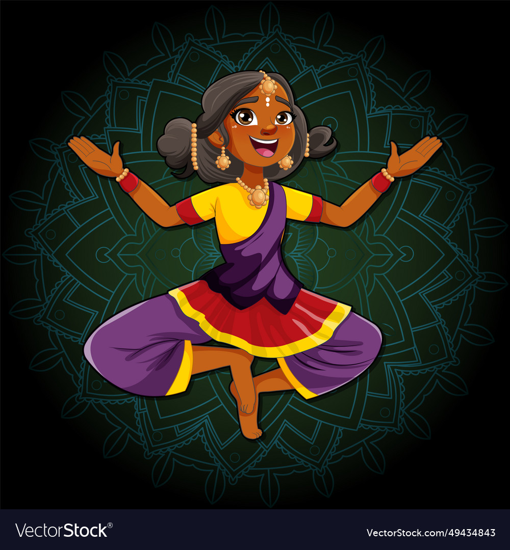 Indian Cartoon Characters In Traditional Cultural Vector Image