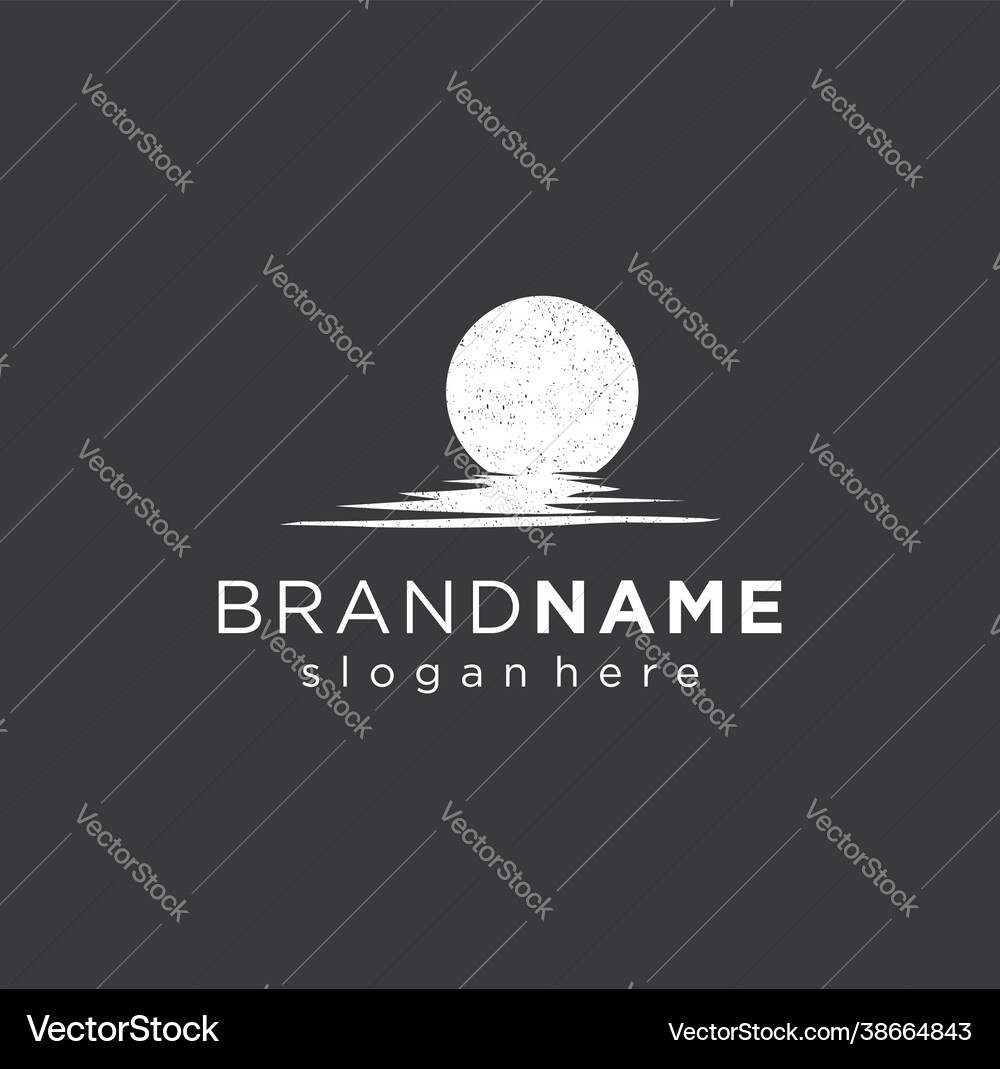 Lunar logo with silhouette moon shadow on water Vector Image