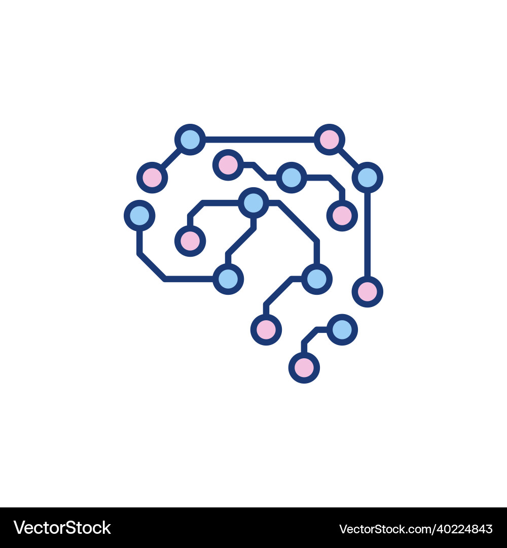 Neurons in brain concept colorful icon Royalty Free Vector
