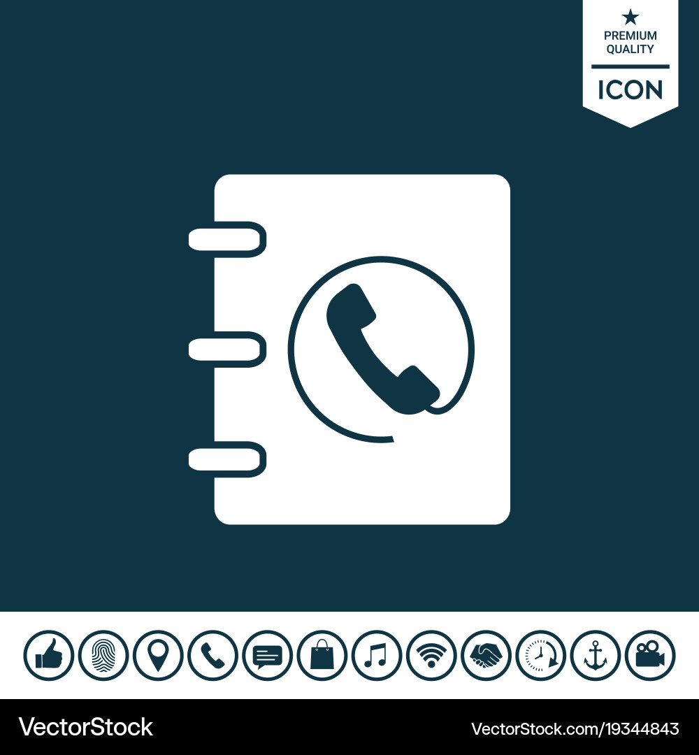 Notebook address phone book icon with handset Vector Image