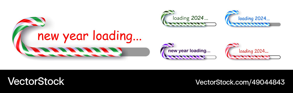 Set of loading progress bars 2024 new year made Vector Image