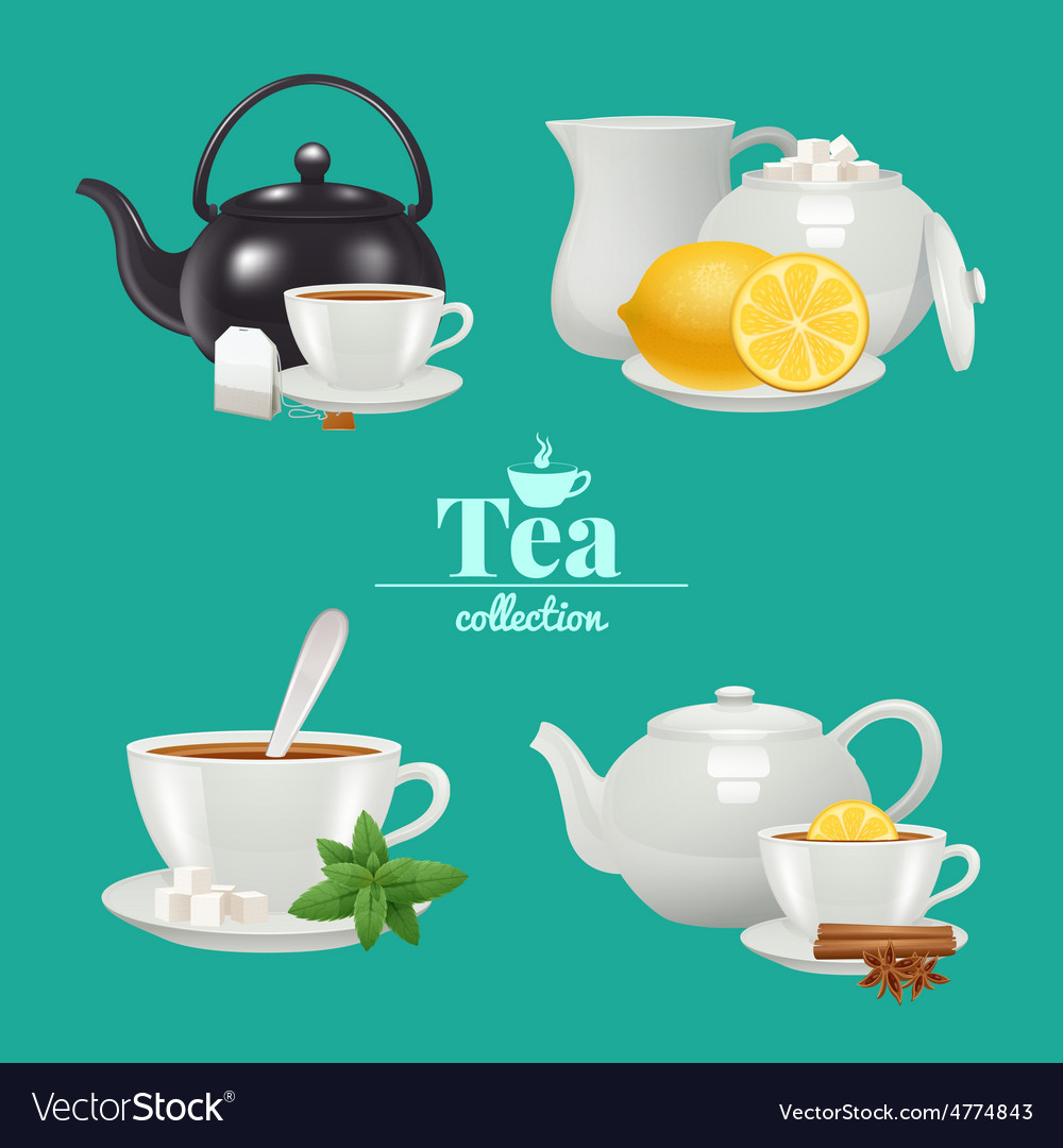 Tea design set Royalty Free Vector Image - VectorStock
