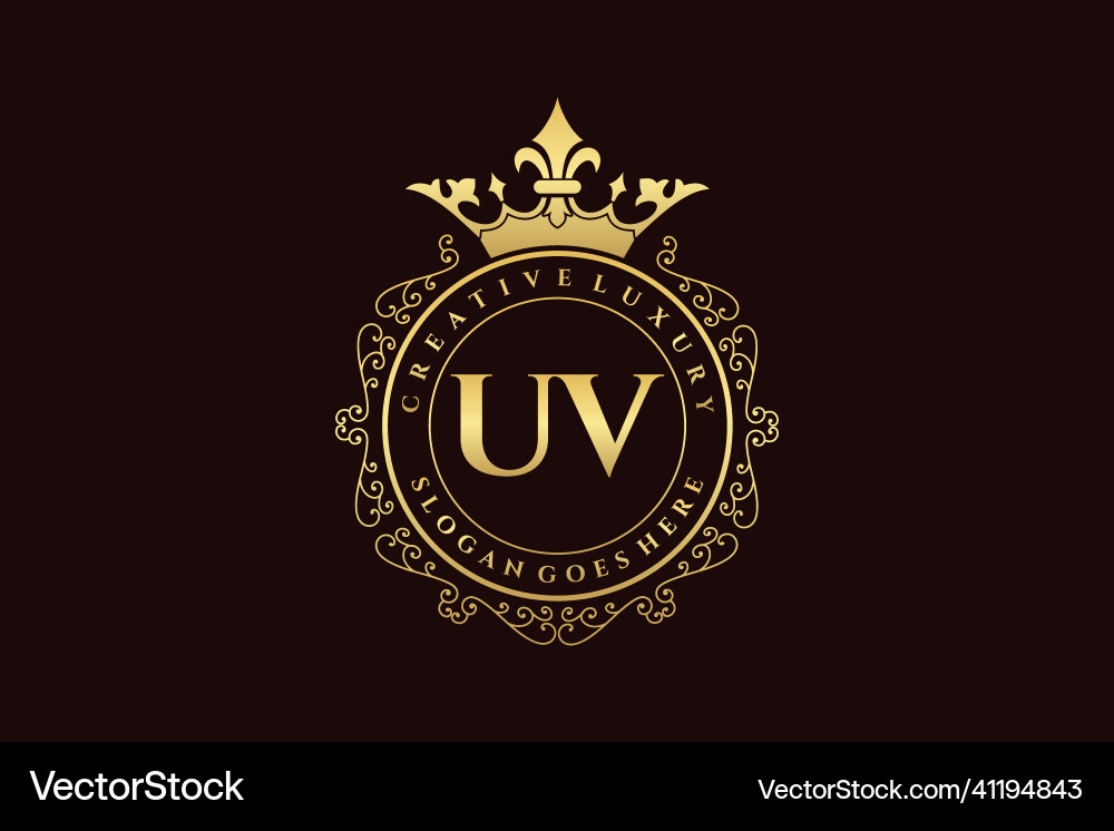 Uv initial letter luxury calligraphic feminine Vector Image