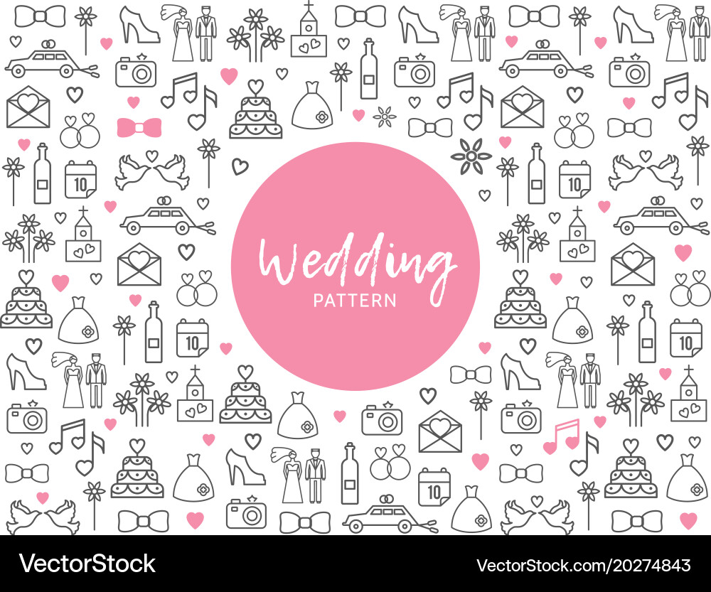 Wedding line icons pattern Royalty Free Vector Image