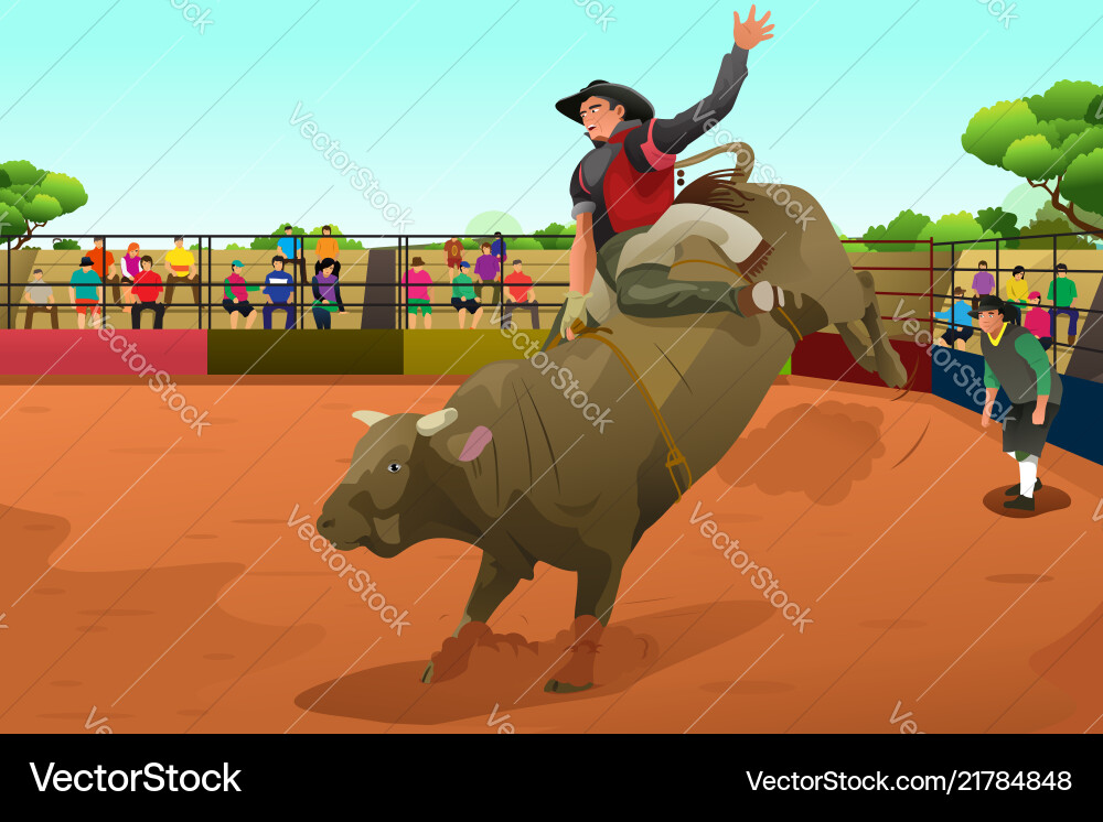 Rodeo rider in an arena Royalty Free Vector Image