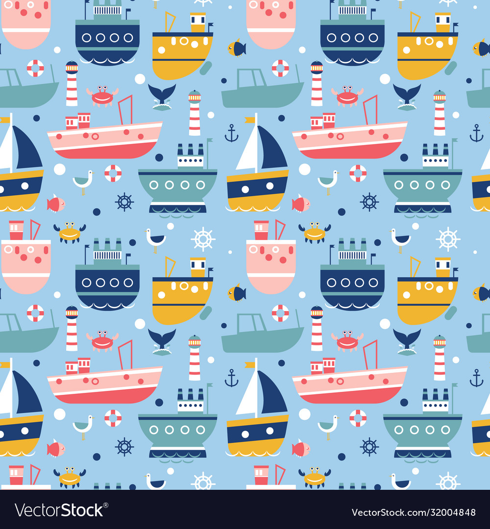 Ship pattern flat background design Royalty Free Vector