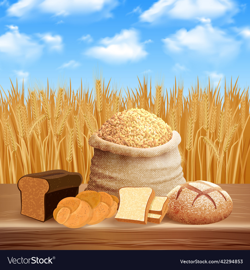 Bread assortment background Royalty Free Vector Image