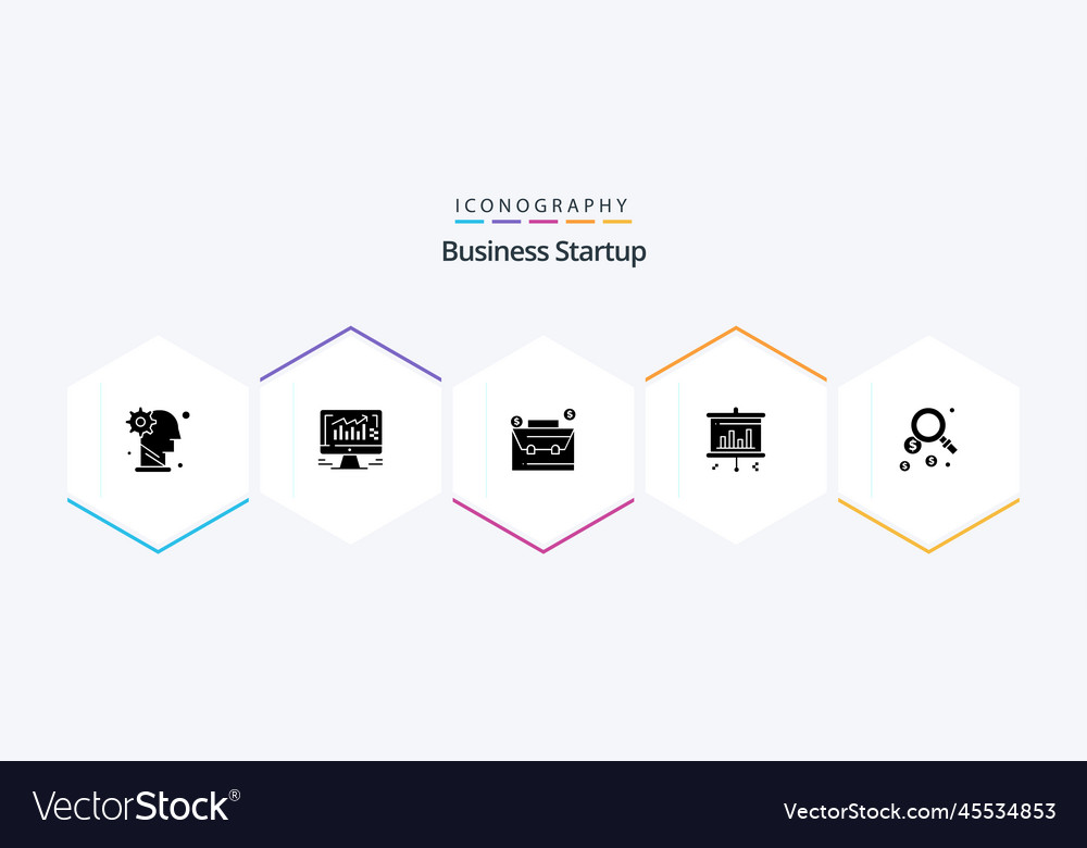 Business startup 25 glyph icon pack including bar Vector Image