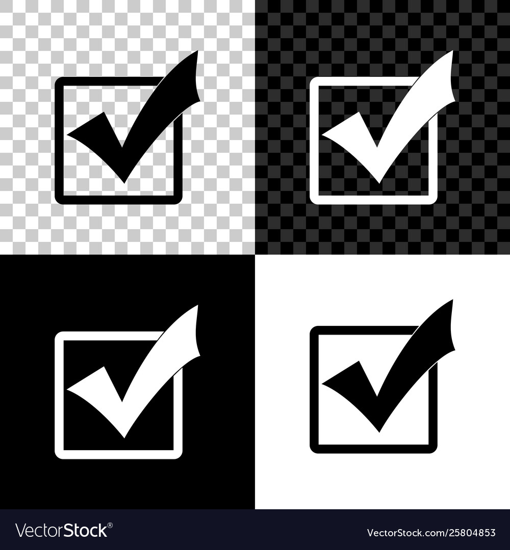 Check Mark In A Box Icon Isolated On Black White Vector Image