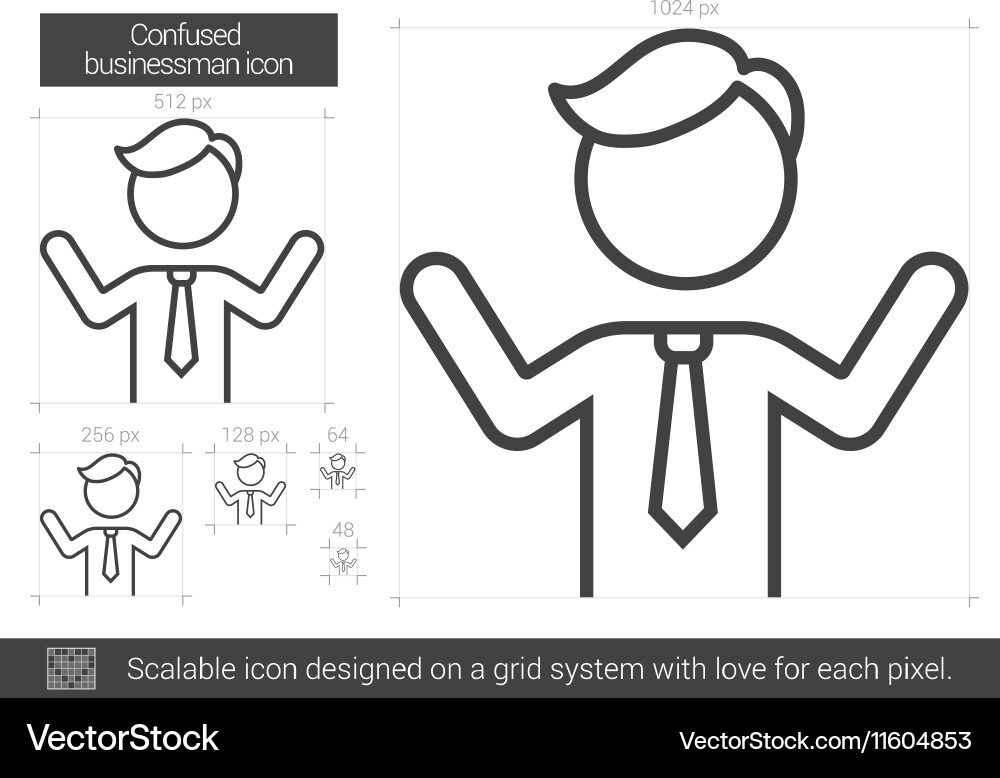 Confused businessman line icon Royalty Free Vector Image
