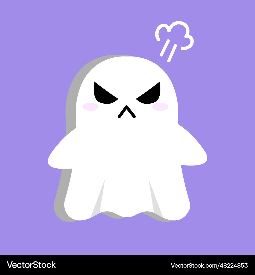 Cute ghost emotion angry face cartoon character Vector Image