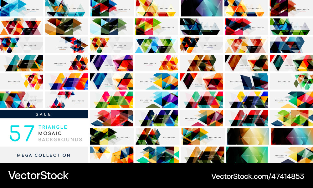 Mega collection of triangle mosaic backgrounds Vector Image