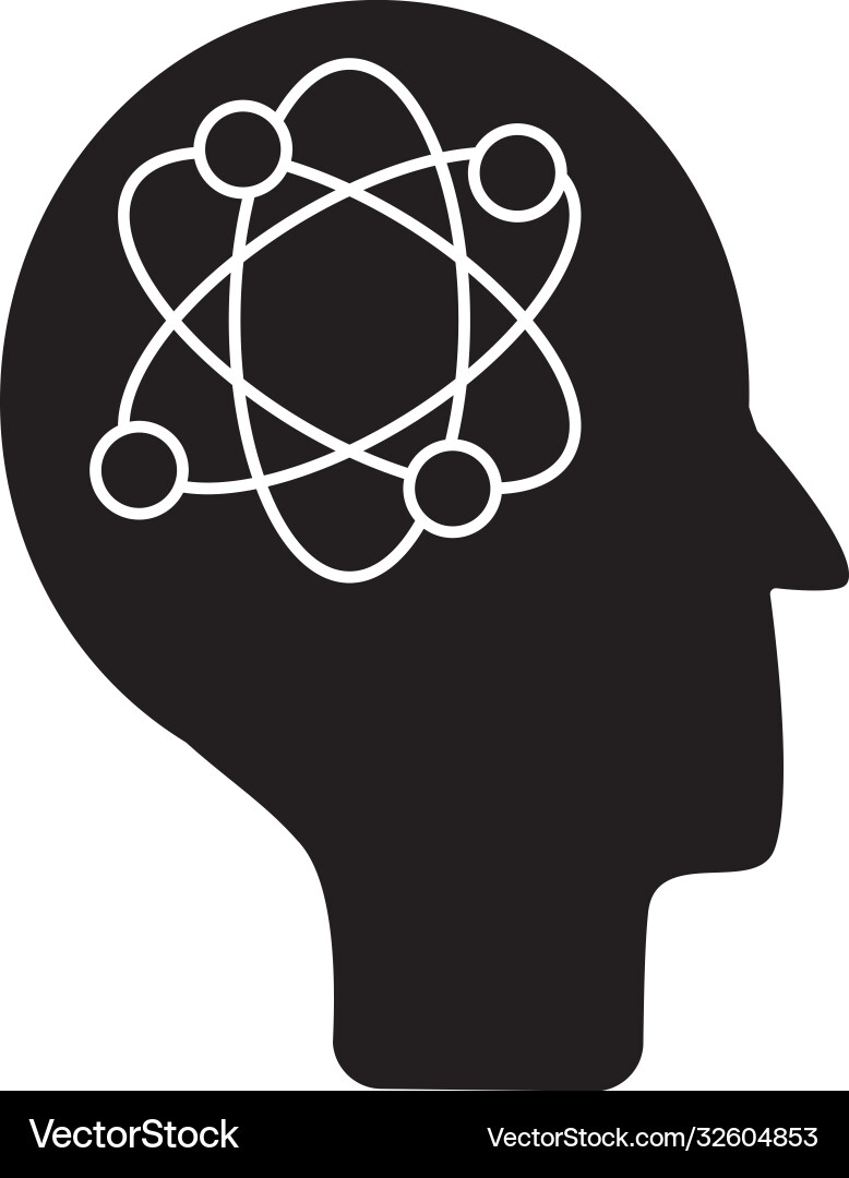 Mental health concept human head with atom icon Vector Image