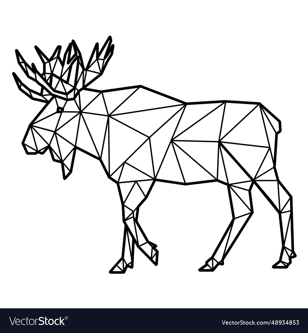 Moose side view polygonal Royalty Free Vector Image
