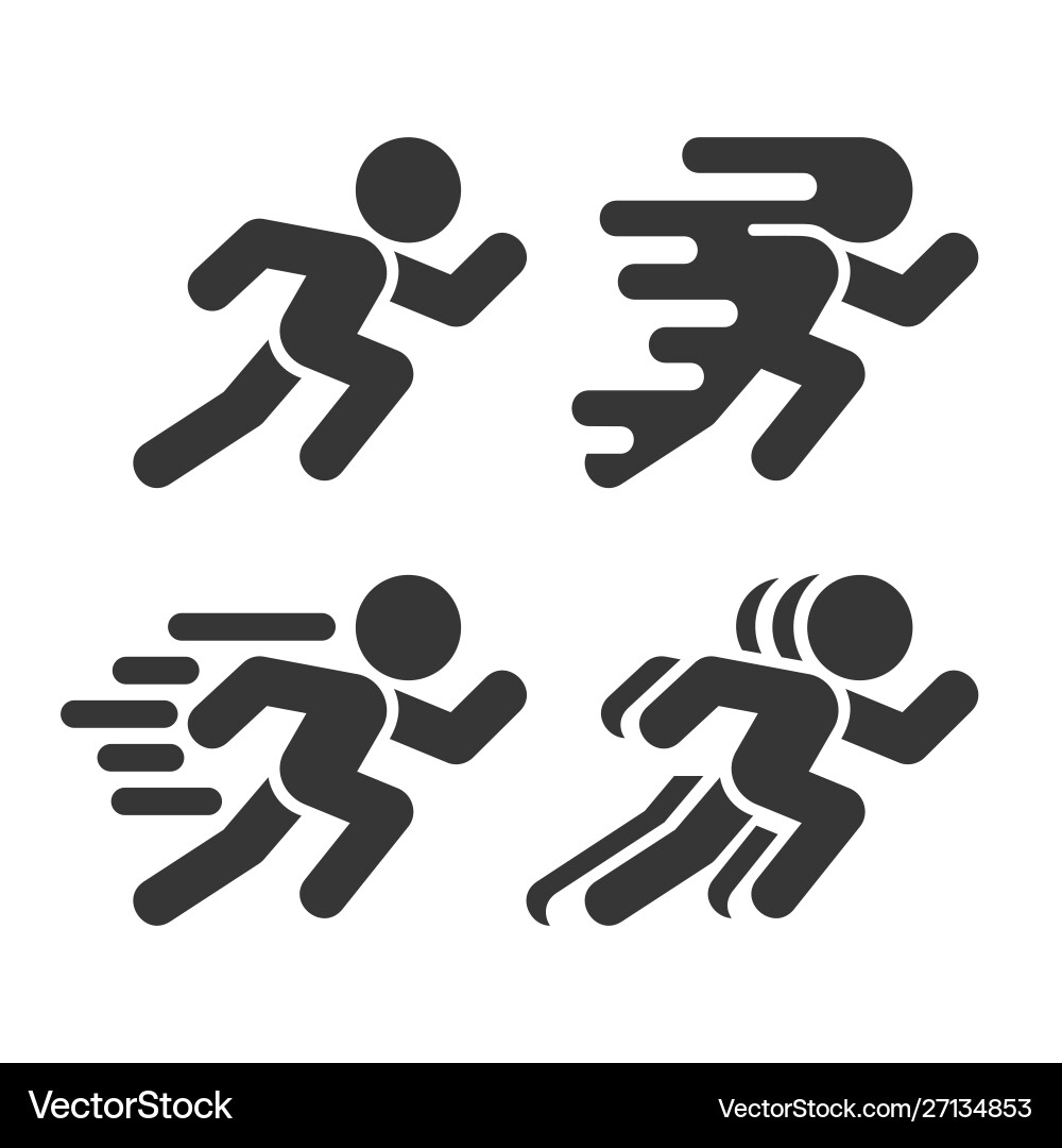 Running and walking icons set on white background Vector Image