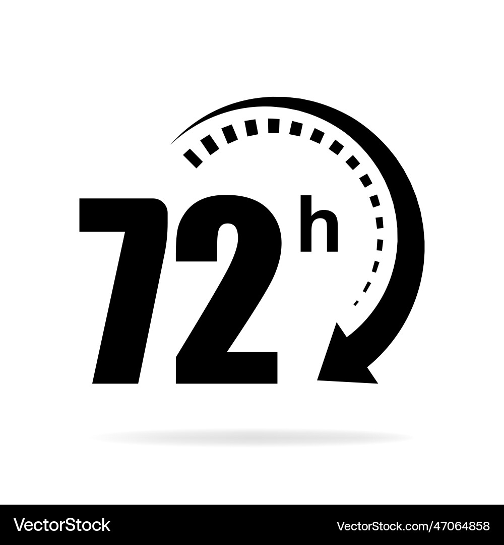 72h icon flat in black on white background Vector Image