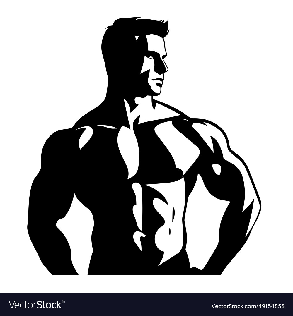 Bodybuilder black icon on white background Vector Image