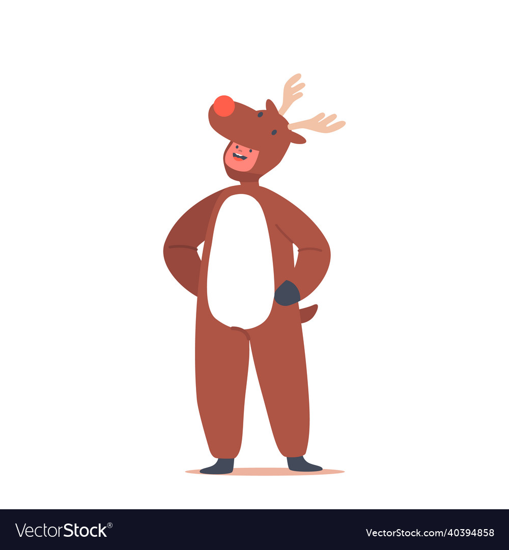 Child in christmas costume of reindeer little boy Vector Image