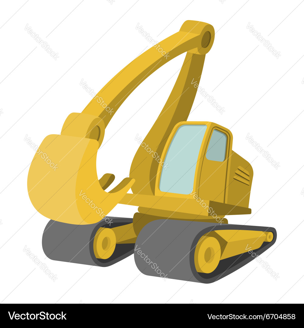 Excavator cartoon icon Royalty Free Vector Image