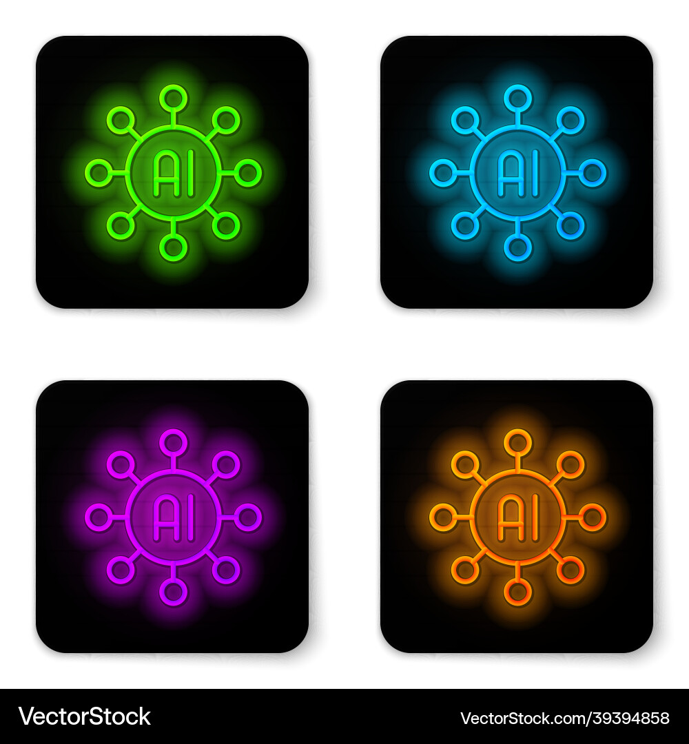 Glowing neon line neural network icon isolated Vector Image