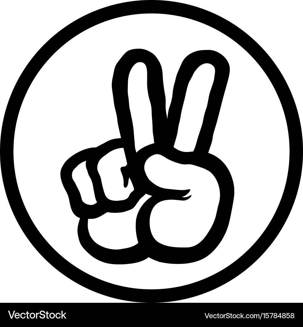 Hand peace sign cartoon Royalty Free Vector Image