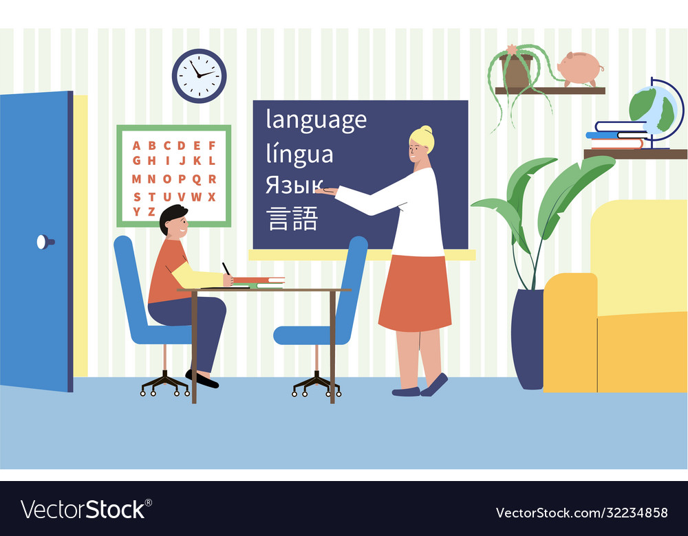 Language tutor flat composition Royalty Free Vector Image