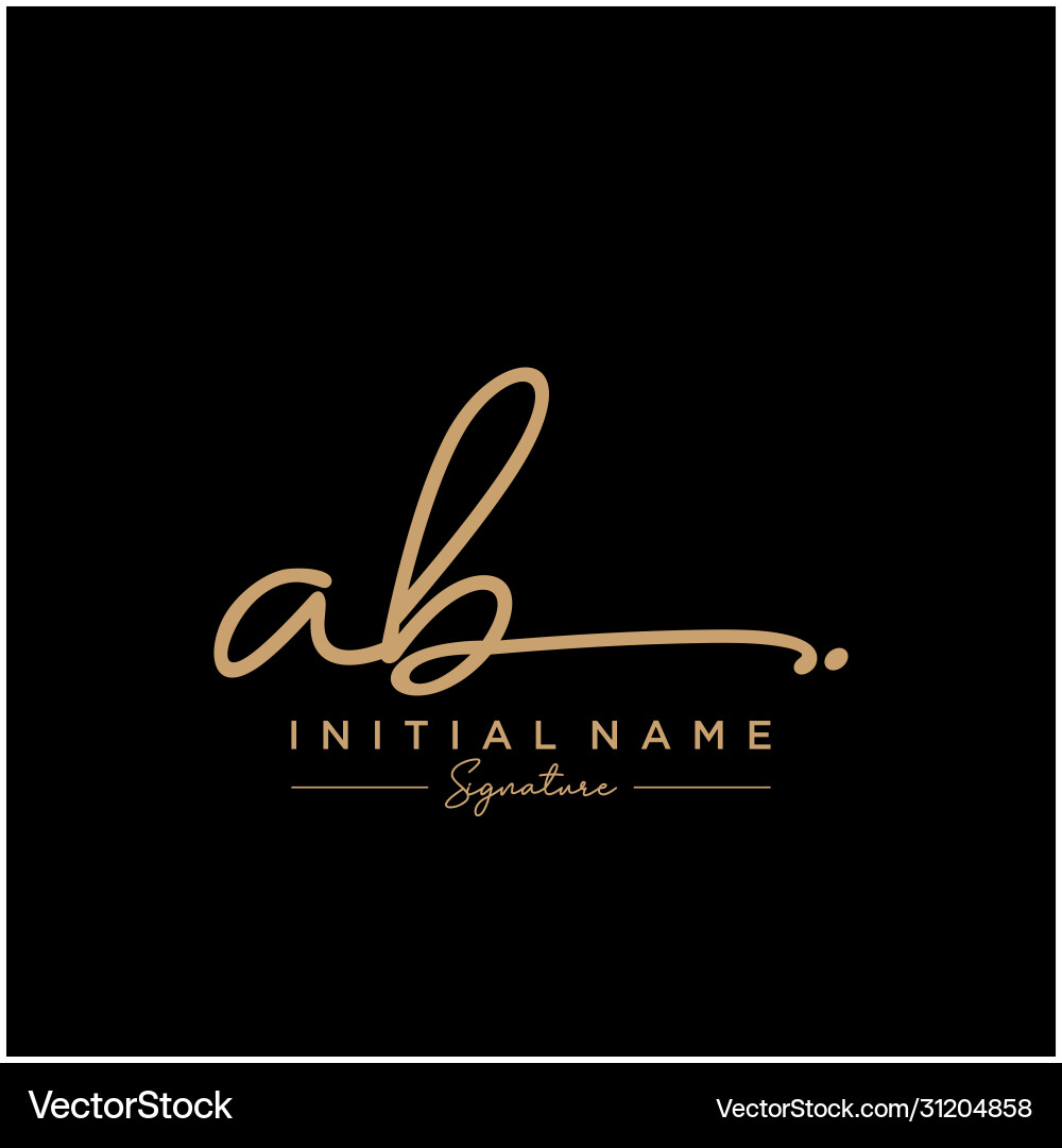 Letter ab signature logo template Royalty Free Vector Image