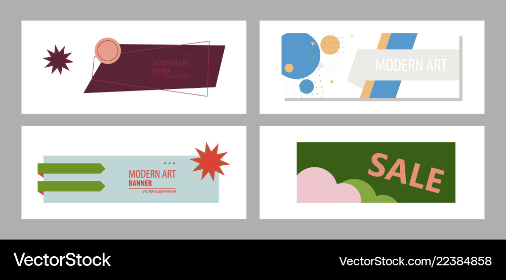 Modern White Banners with Triangular Shapes Vector Image