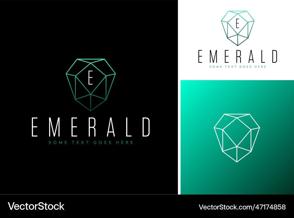 Polygon diamond emerald gemstone jewelry logo Vector Image