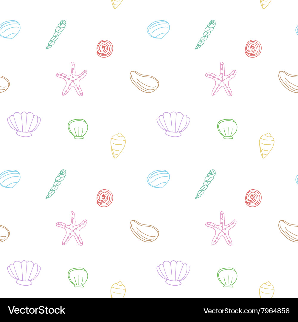Seamless pattern of sea shells and starfish Vector Image