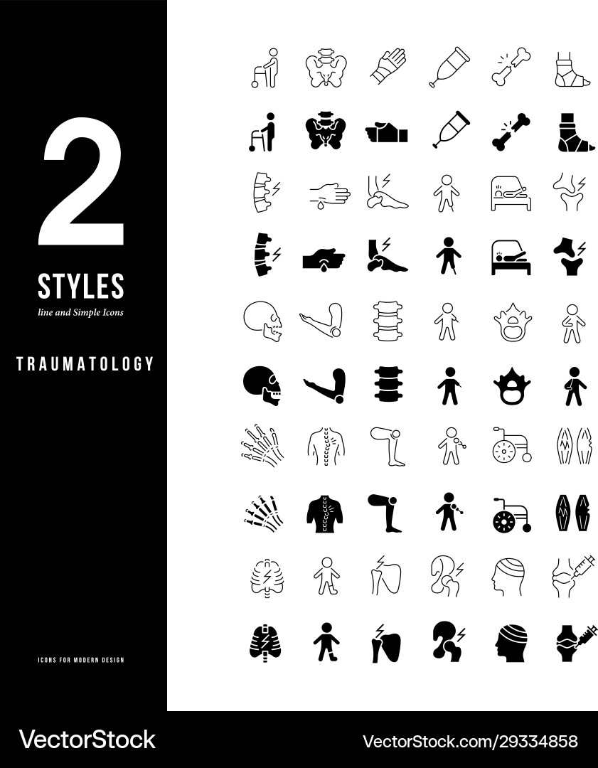 Simple line icons traumatology Royalty Free Vector Image