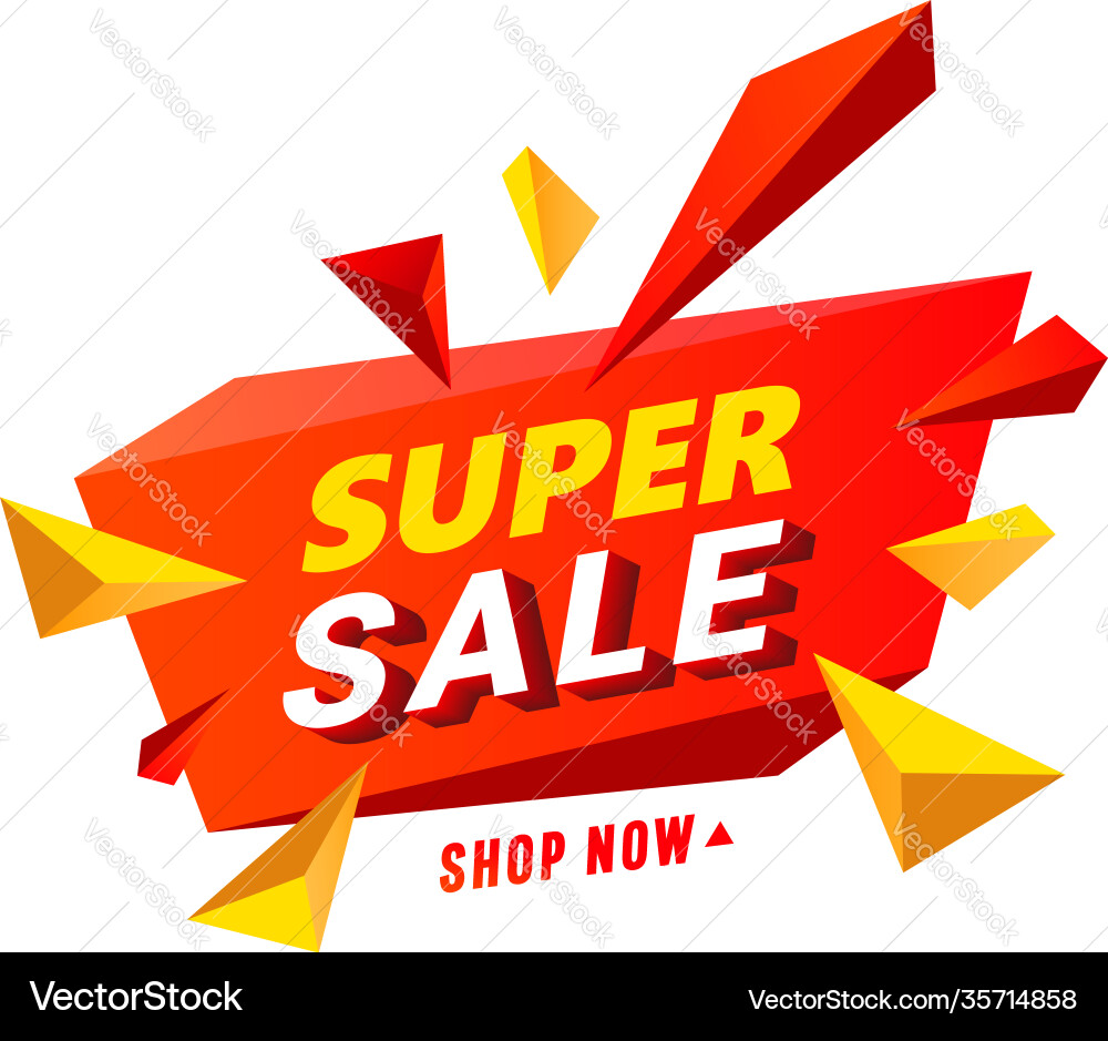 Super sale banner with multi colored polygonal Vector Image
