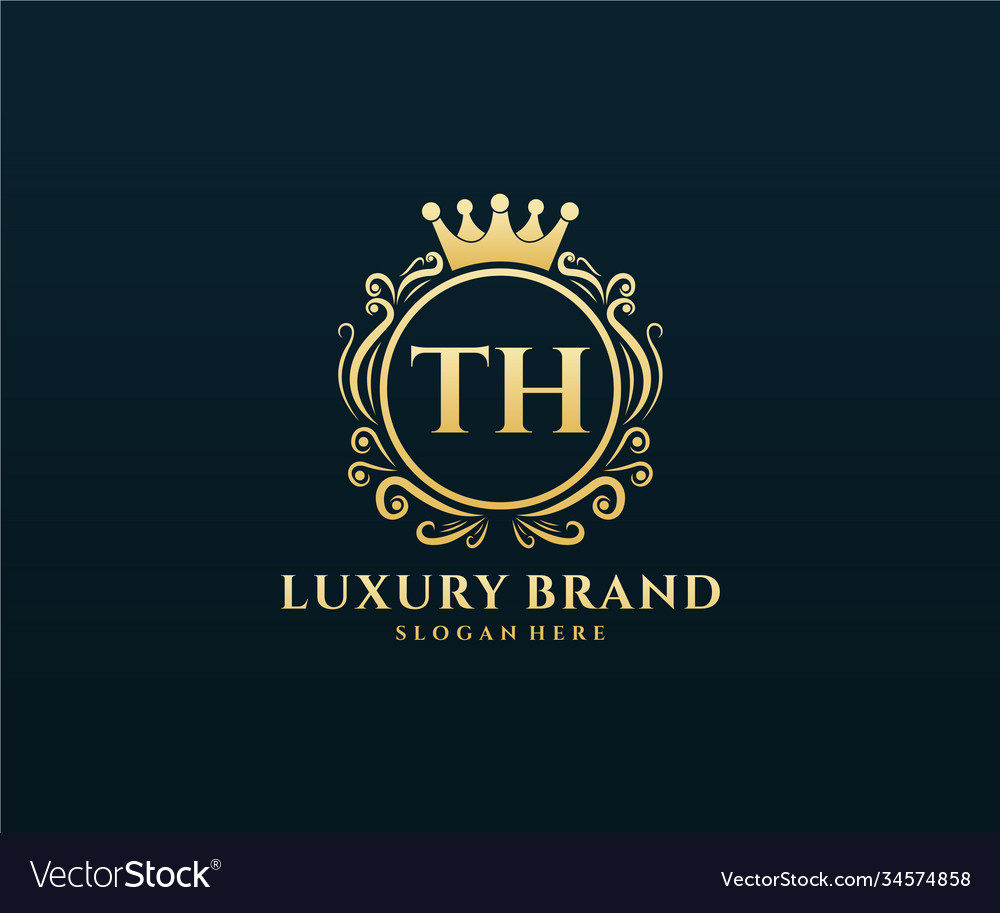 Th initial letter gold calligraphic feminine Vector Image