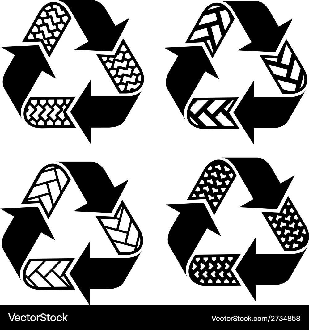 Trace tyre recycle symbols Royalty Free Vector Image