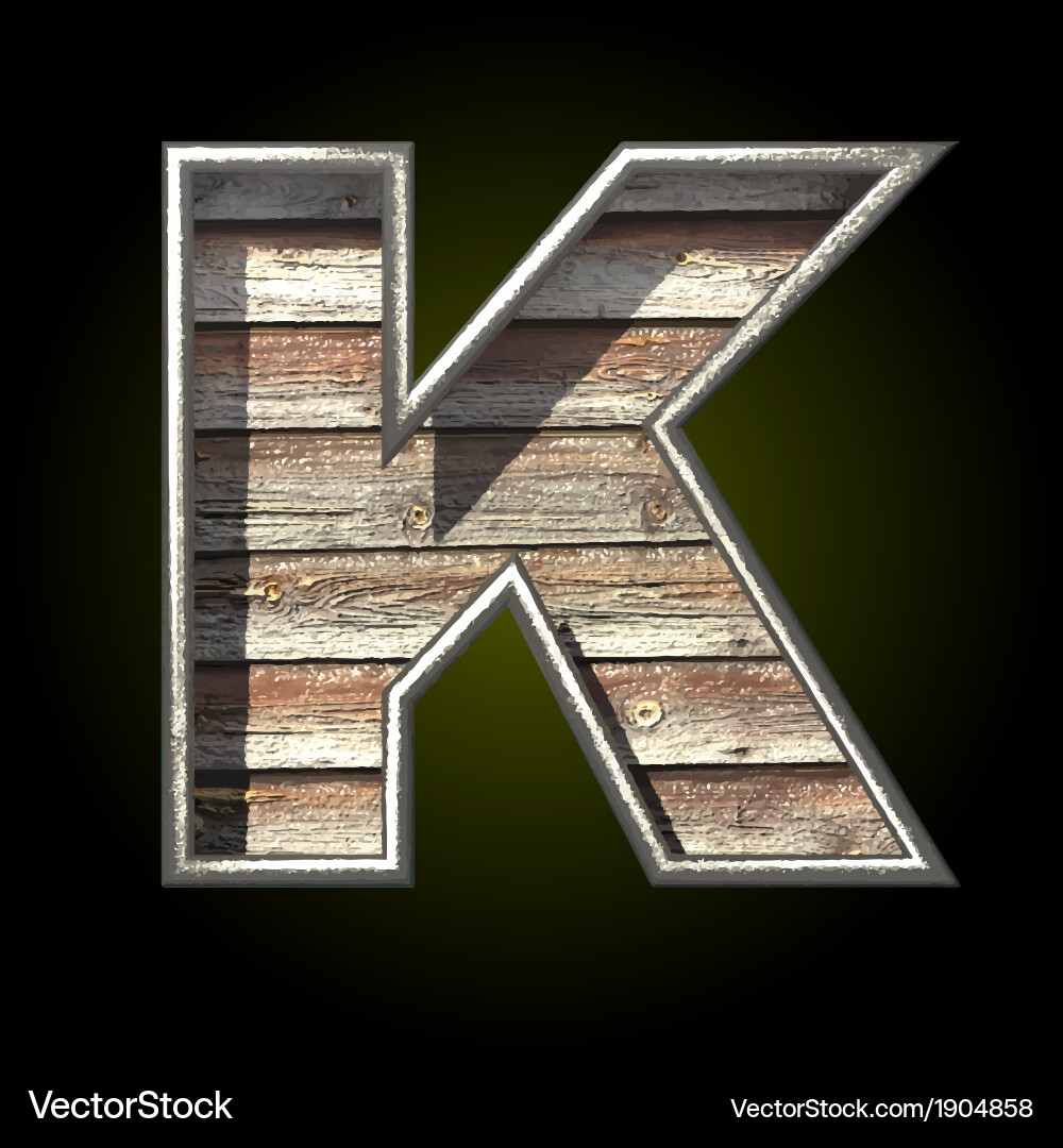 Wooden cutted figure k Royalty Free Vector Image