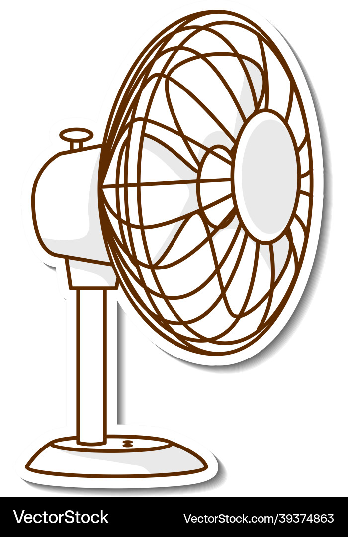 A white electric fan sticker on background Vector Image