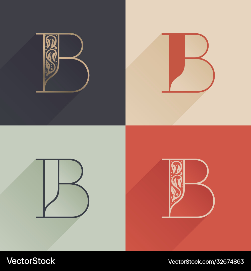 Classic b letter logo with premium decoration Vector Image