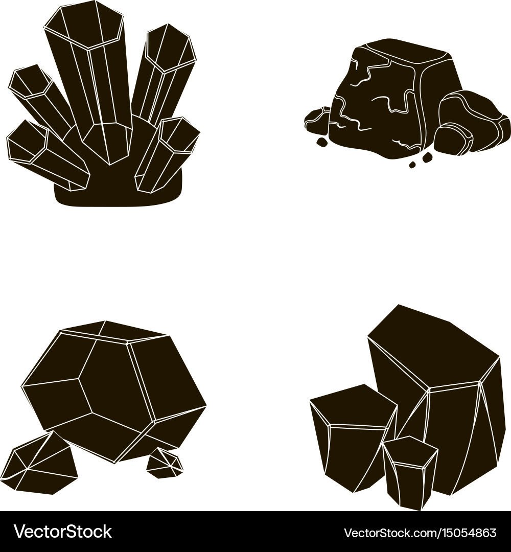 Crystals iron ore precious minerals and a Vector Image
