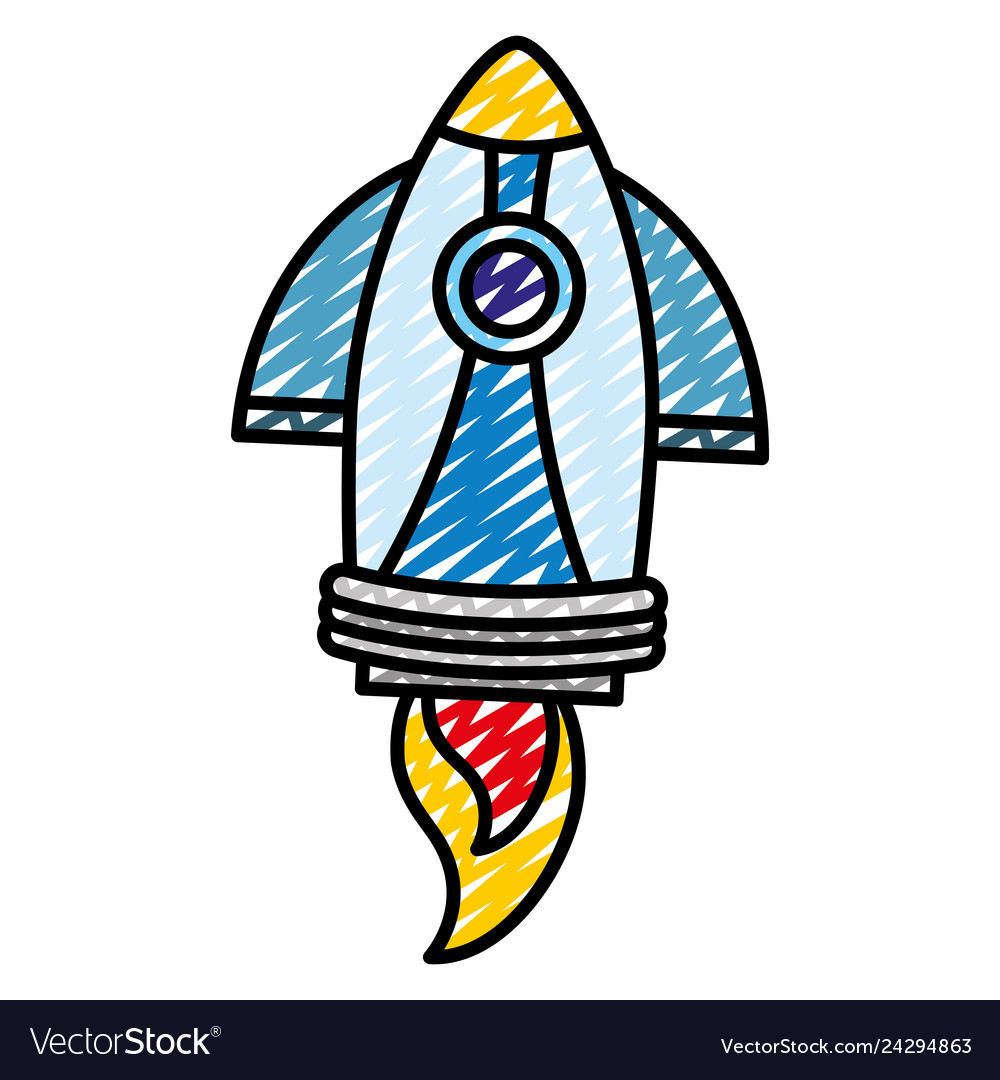 Doodle rocket technology object exploration space Vector Image