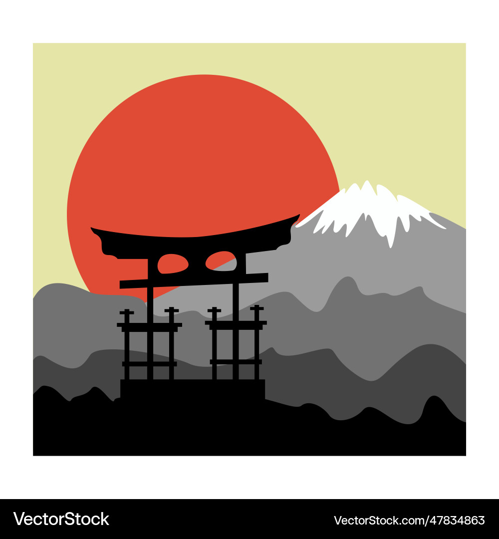 Flat design landscape of japan Royalty Free Vector Image